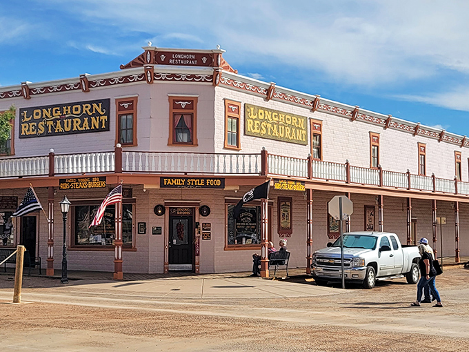 The Longhorn Restaurant serves up hearty frontier fare in a building that's seen more history than most history books &ndash; and tastier too!