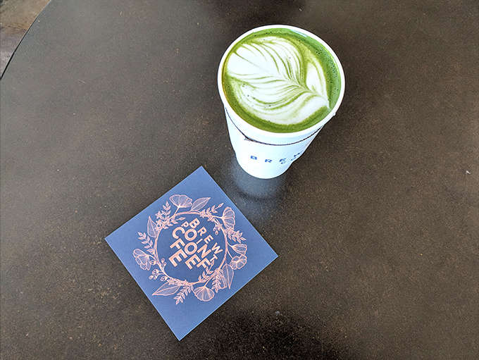 The Matcha Latte brings earthy green tea goodness with artistic flair that's almost too pretty to drink, but you'll drink it anyway.