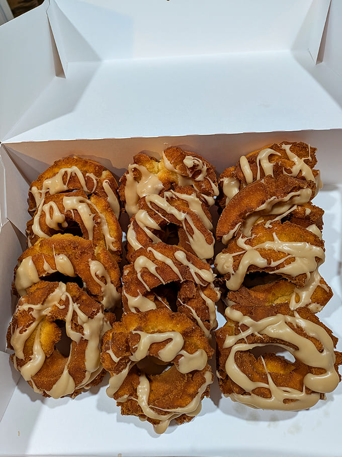 Cinnamon rolls so perfectly formed they could be architectural models, their spiral design efficiently delivering maximum cinnamon-sugar impact in every bite.