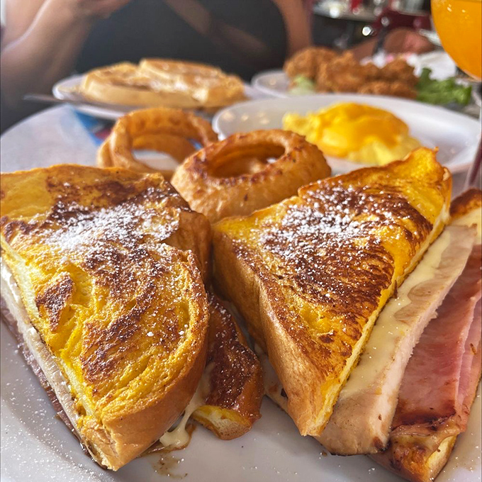 This Monte Cristo sandwich is what would happen if French toast and a ham sandwich had a delicious baby that was raised by maple syrup.