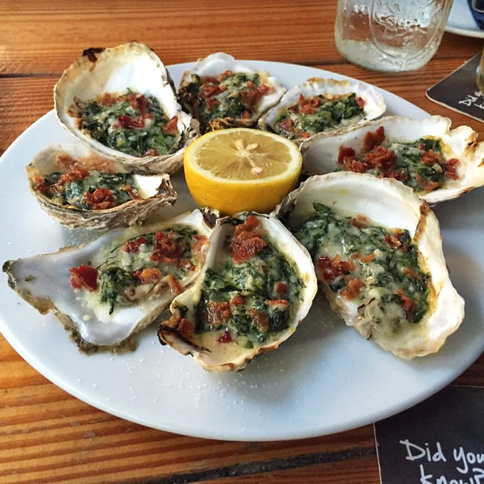 Oysters that taste like they were harvested minutes ago, dressed with bacon, herbs and a kiss of heat.