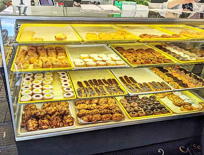 Layer upon layer of golden-brown temptation, arranged with the care and precision usually reserved for fine art exhibitions.