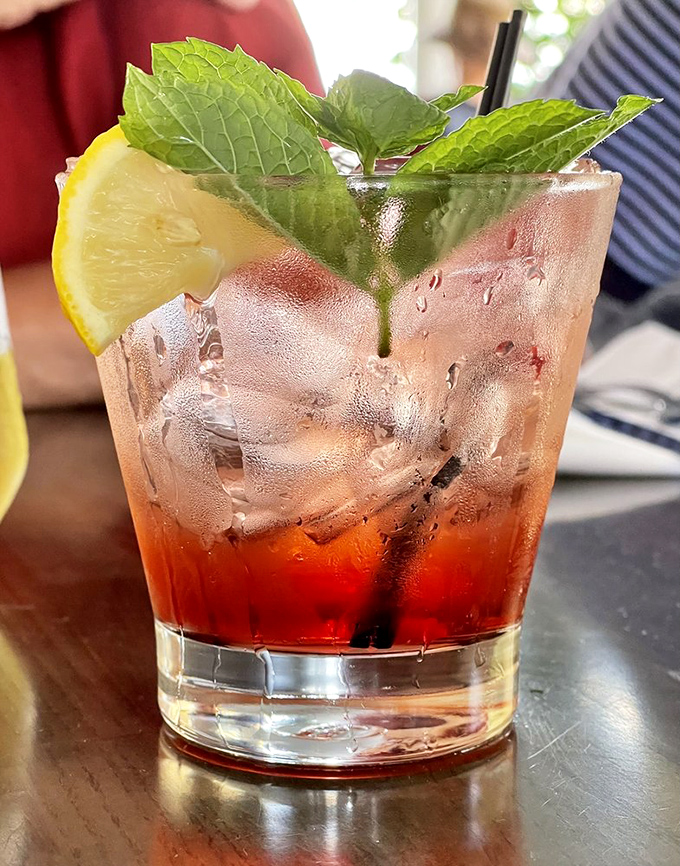 The Pomegranate Sparkler &ndash; where Maine meets Mediterranean in a glass. Fresh mint, bright citrus, and just enough sweetness to cut through rich seafood.