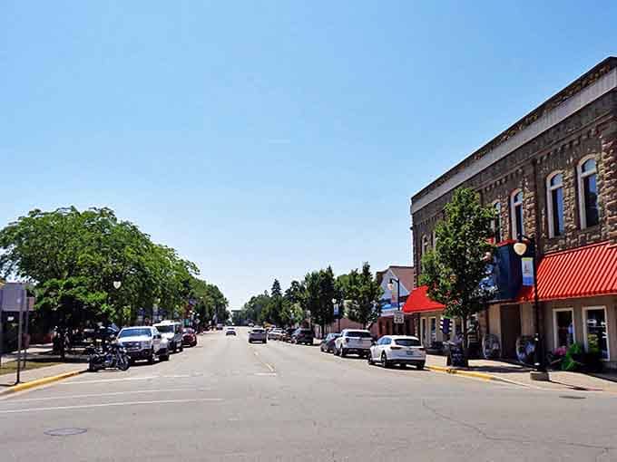 Port Austin's charming downtown welcomes adventurers with local shops, restaurants, and small-town hospitality after a day on the water.