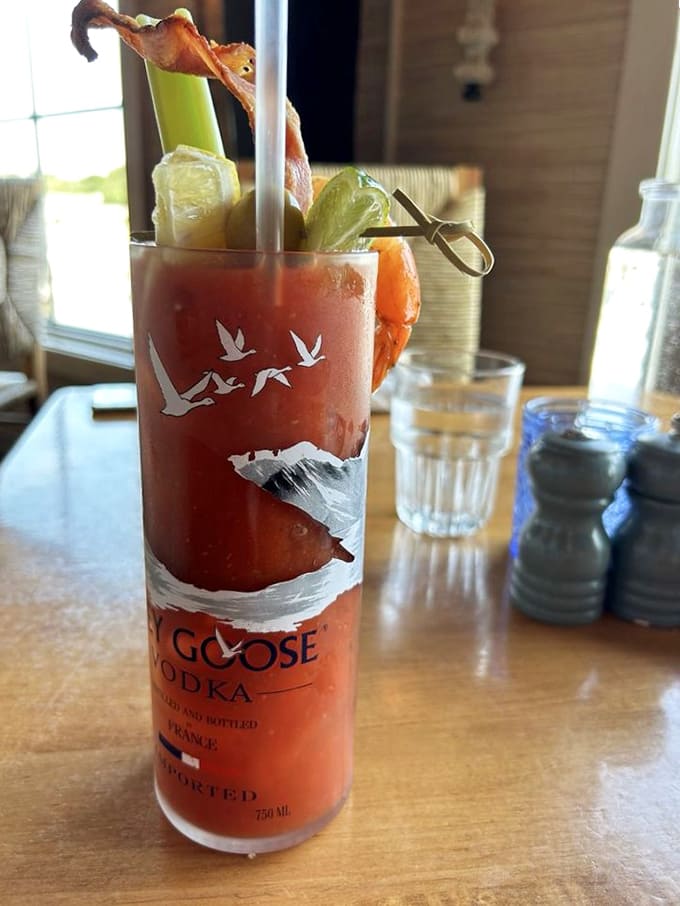 That Bloody Mary isn't messing around, arriving with enough garnishes to qualify as a meal and enough flavor to wake up your taste buds properly.
