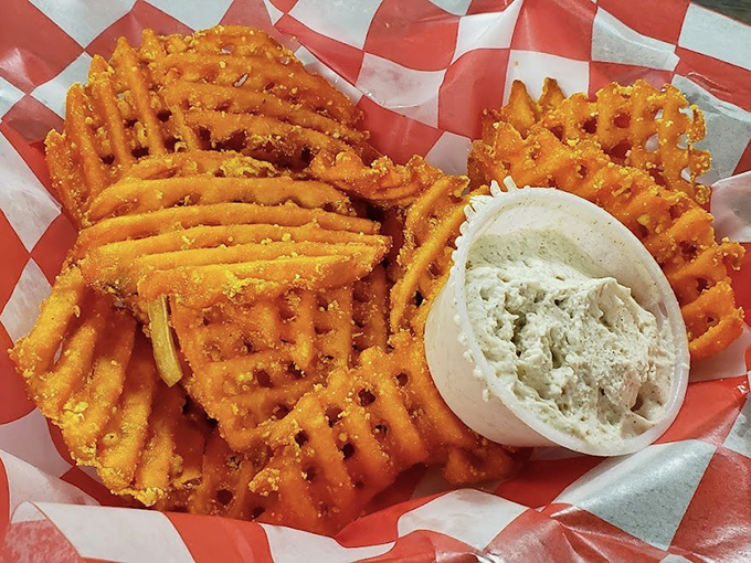 These aren't just waffle fries&mdash;they're crispy, golden vehicles for whatever dipping sauce your heart desires, with built-in sauce reservoirs.