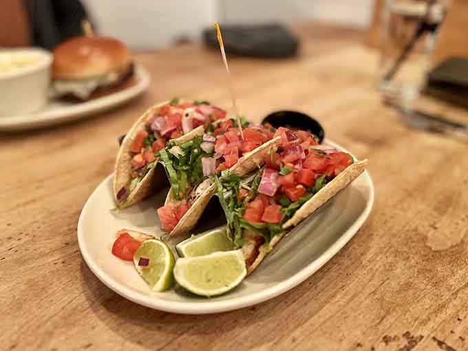 These shrimp tacos bring fresh, bright flavors with every bite, proving this kitchen can do way more than just fish and chips.