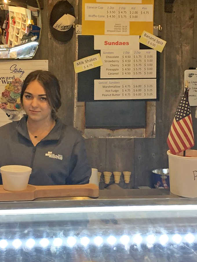 Behind the counter, where ice cream dreams come true and sweet memories are scooped one cone at a time.