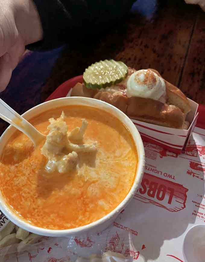 Rich, creamy lobster stew in a cup offers pure coastal comfort, the kind of dish that warms you from the inside out.