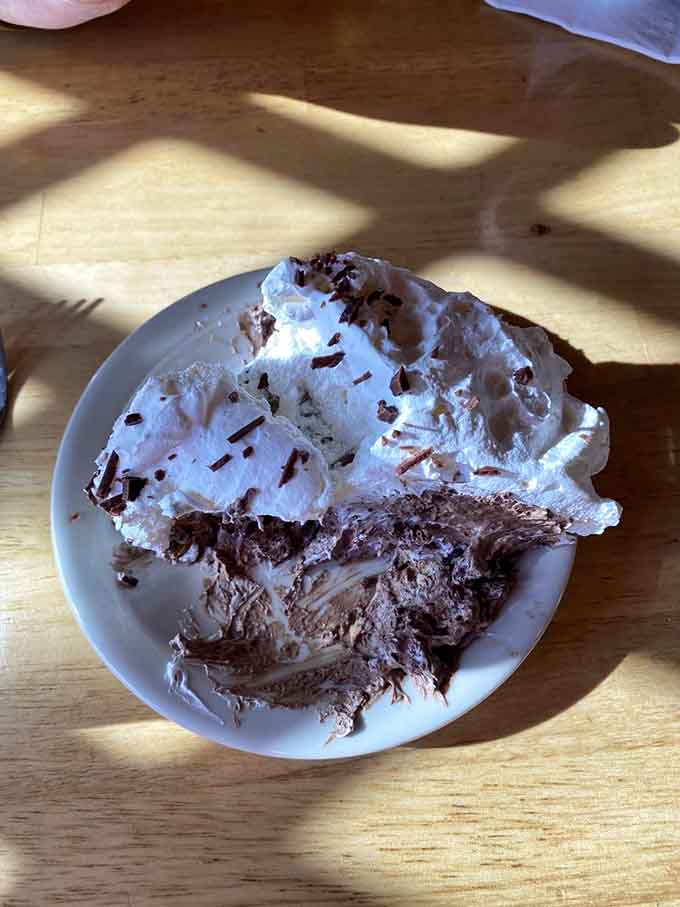 Chocolate cream pie topped with real whipped cream makes the perfect sweet ending to any meal.