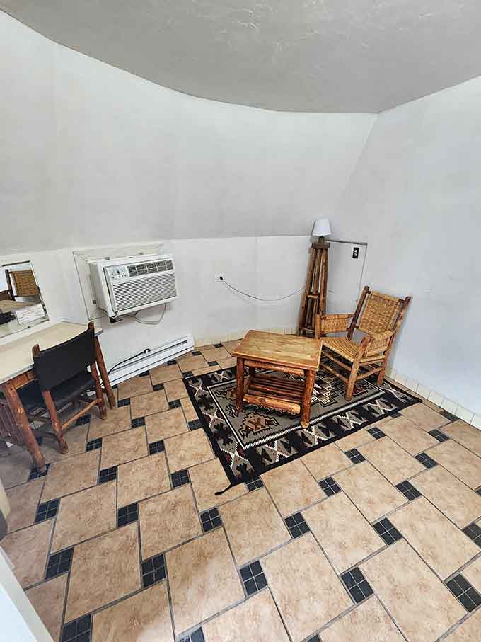 Colorful Native American-inspired textiles and period furniture create cozy interiors that make you want to stay longer than one night.