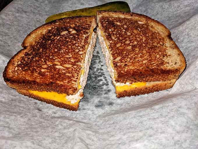 This tuna melt achieves the perfect golden-brown exterior while hiding a molten center that marries cheese and tuna in delicious matrimony.