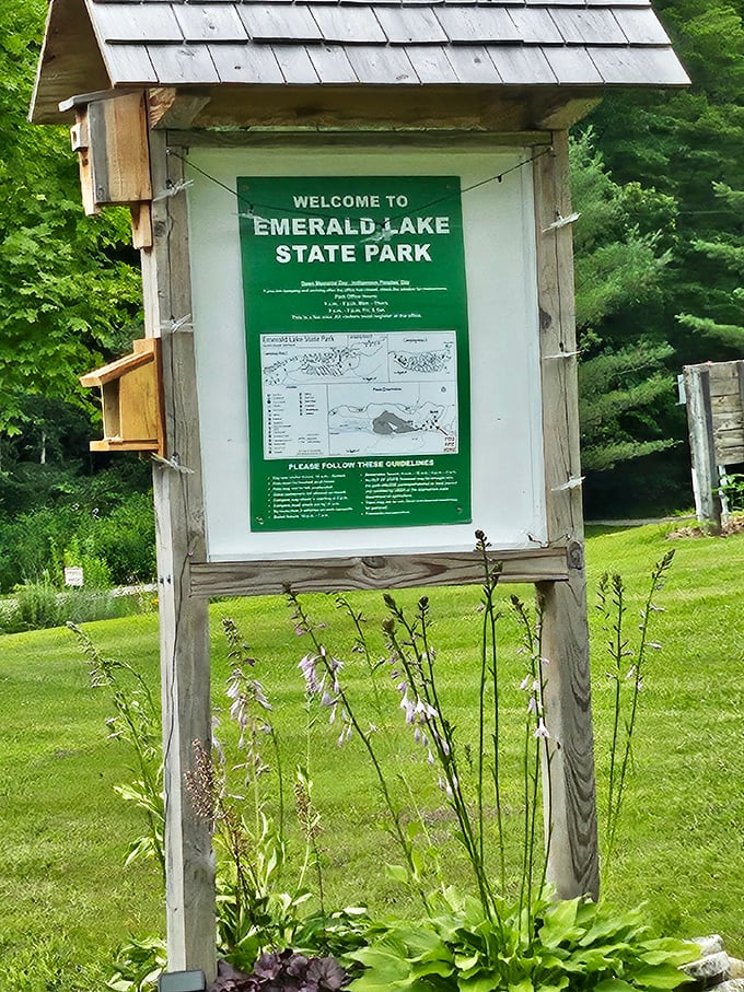 Gateway to tranquility: The park's information kiosk offers maps and guidance, though the real directions are "follow your sense of wonder."