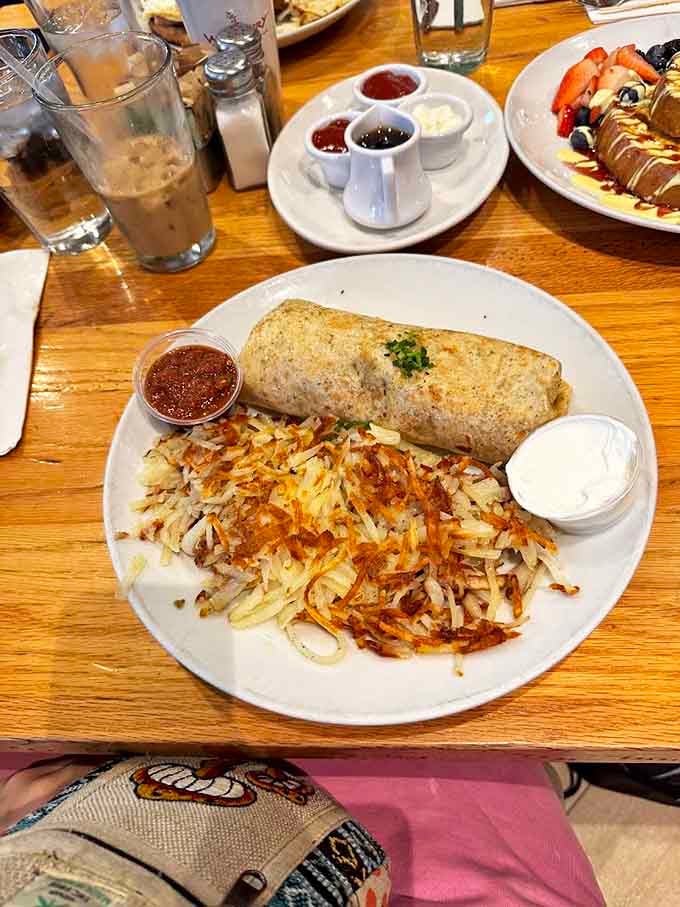 Breakfast burritos should always look this good &ndash; substantial without being overwhelming, with perfectly crispy potatoes standing guard alongside.