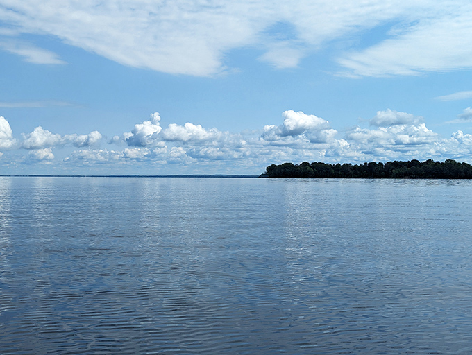 Water this calm makes you suspicious that nature is luring you into a false sense of security before the afternoon wind picks up.