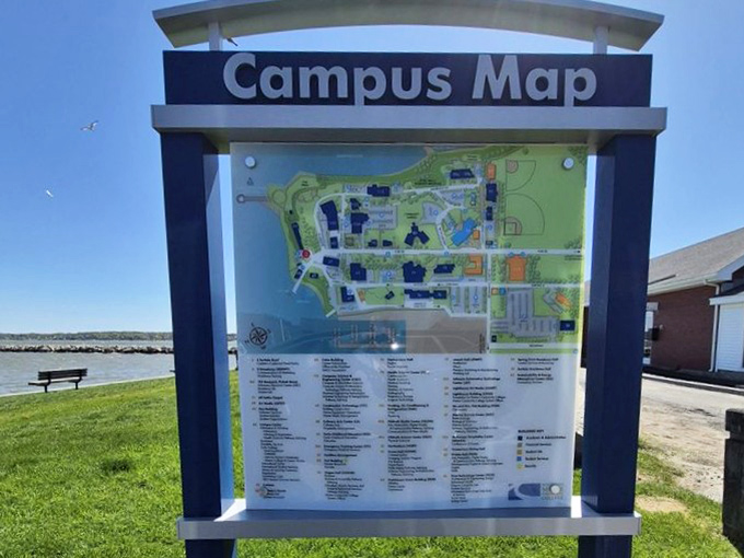 Southern Maine Community College's campus map reveals the lighthouse's unique location, where education meets maritime history on historic grounds.