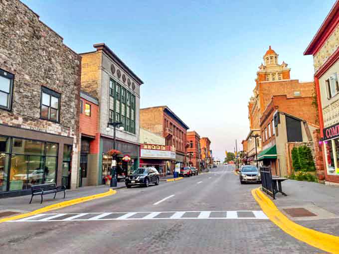 Downtown Houghton's main street captures that impossible-to-fake patina of genuine history, with buildings that have witnessed over a century of local stories.