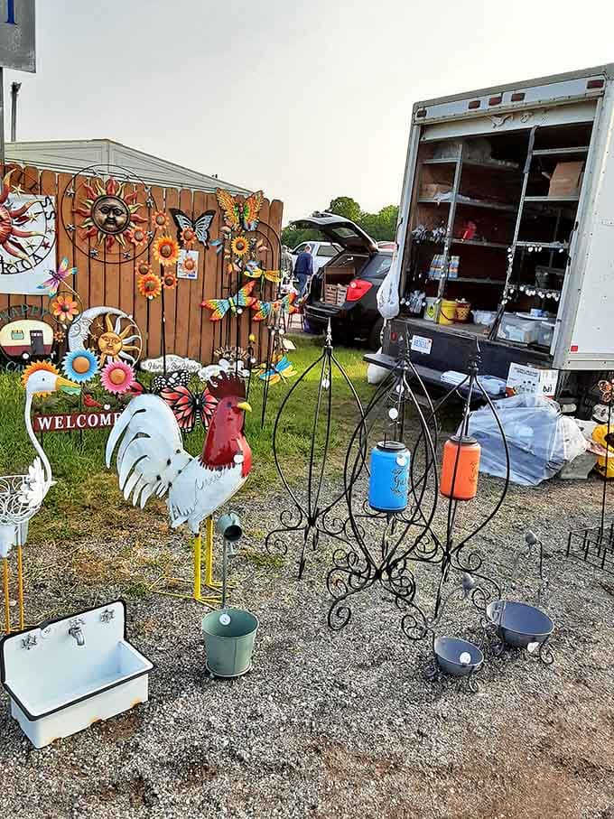 Every flea market stall tells a story about its owner's passions, from carefully curated collections to whimsical garden art that brightens any outdoor space.