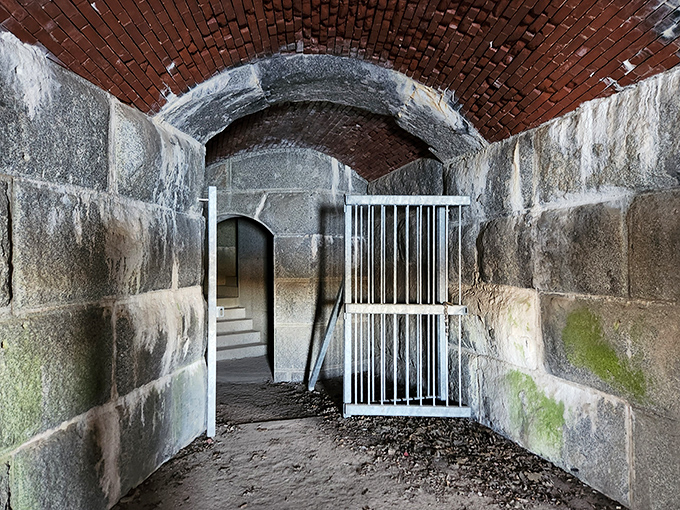 The fort's interior passages create a labyrinth of stone and shadow, inviting exploration around every corner.