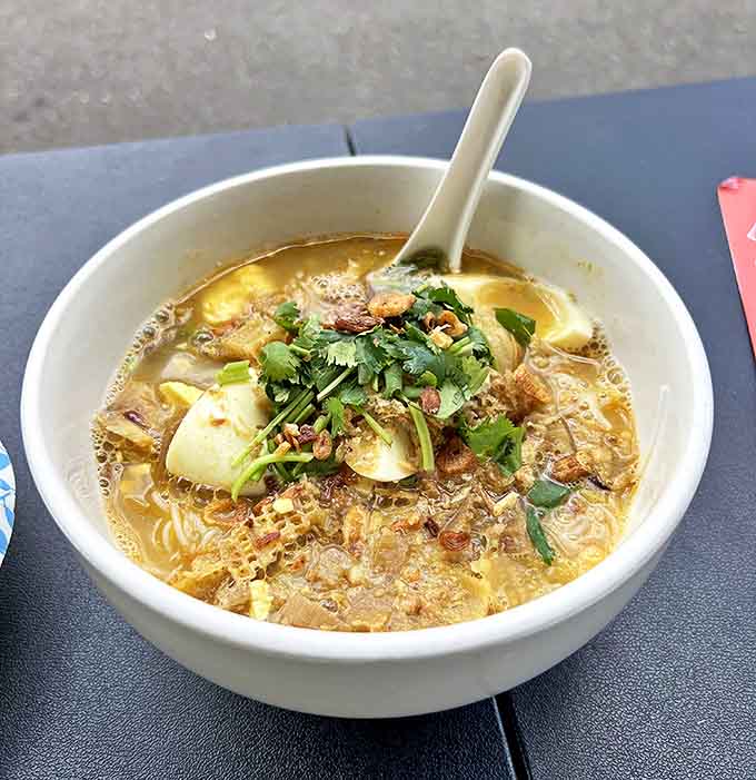 Mohinga&mdash;Myanmar's beloved fish noodle soup&mdash;swimming with flavors so complex you'll need a moment of silence to process the deliciousness.
