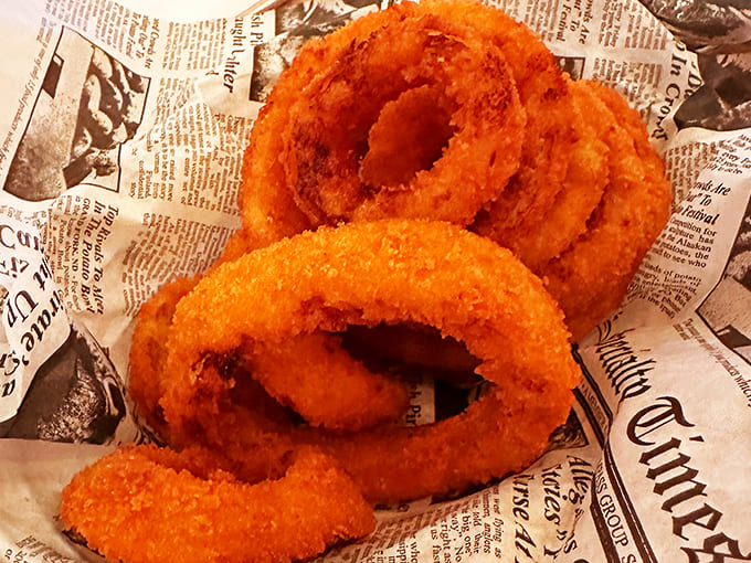 Crispy, golden rings of joy that crunch loudly enough to announce their deliciousness to neighboring tables. Onion rings done right never go out of style.