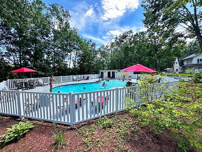 Summer splashes and sun-dappled waters await at this family-friendly pool – the perfect refreshment after a day of woodland adventures.