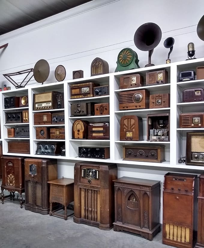 This stunning collection of antique radios showcases how families once gathered around glowing tubes instead of glowing screens for their entertainment fix.