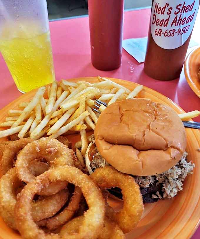 BBQ meat on a burger might sound excessive until you taste it and realize it's actually genius.