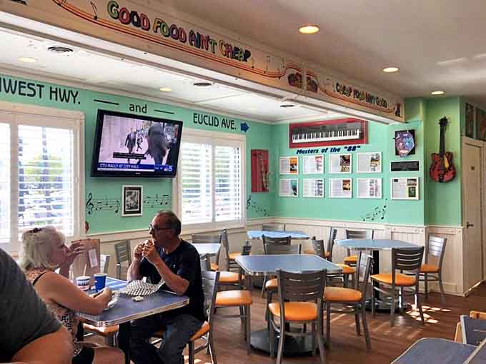 Happy diners enjoying their meals in the comfortable dining room prove that good food creates its own special kind of contentment.