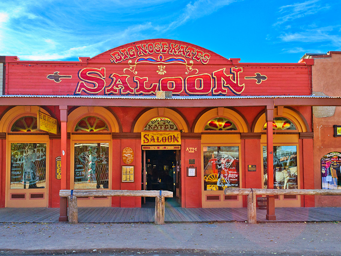 Big Nose Kate's Saloon welcomes thirsty travelers with swinging doors and cold drinks, just as it did when Doc Holliday's lady friend held court here.