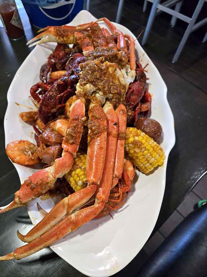 This glorious pile of crawfish and crab legs is what seafood dreams are made of, friends.