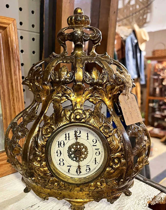 Ornate brass mantel clock that doesn't just tell time &ndash; it tells stories of the craftsmen who created such intricate beauty by hand.
