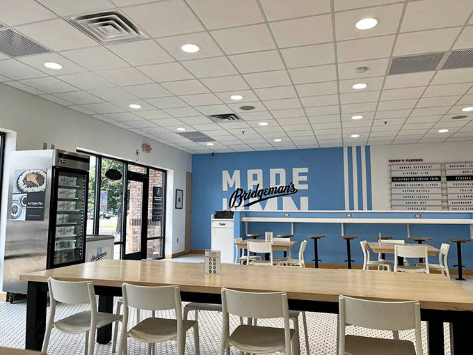 The "MORE FUN" wall isn't just decor &ndash; it's truth in advertising. This bright, airy space practically guarantees good times and better desserts.