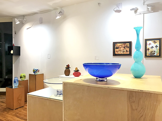 Contemporary art finds a home in Bellows Falls' galleries, where vibrant glass pieces showcase the town's thriving creative community.