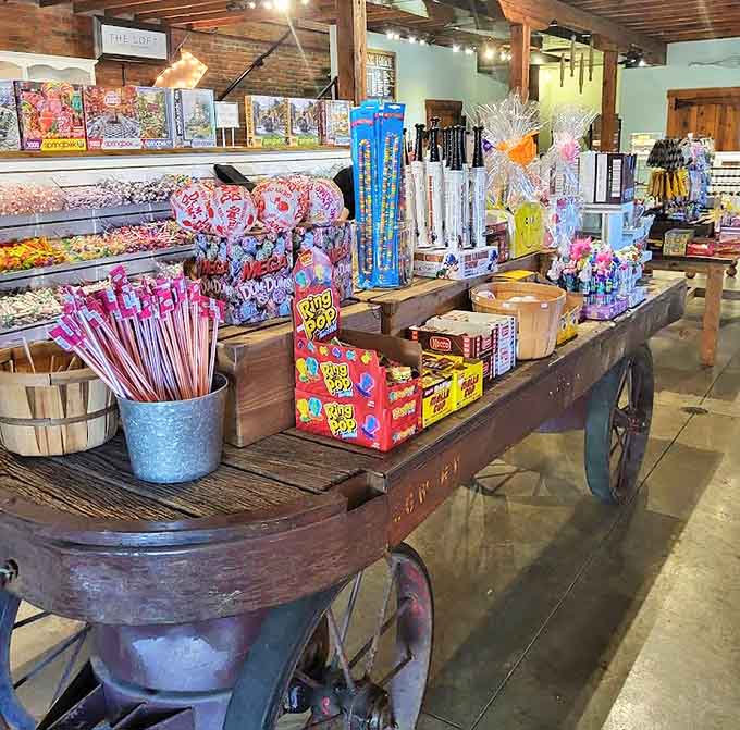 The vintage candy wagon doesn't just display treats &ndash; it transports you to a simpler time when penny candy brought immeasurable joy.