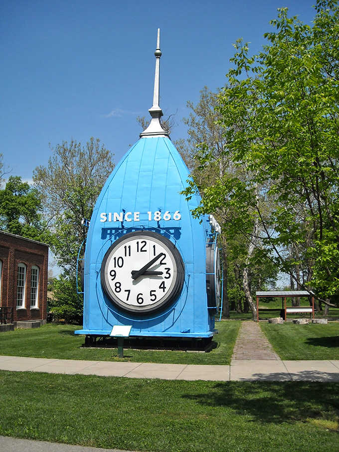 The whimsical blue clock tower has been keeping Dayton on schedule since 1866, its cheerful color suggesting that maybe time doesn't have to be so serious after all.