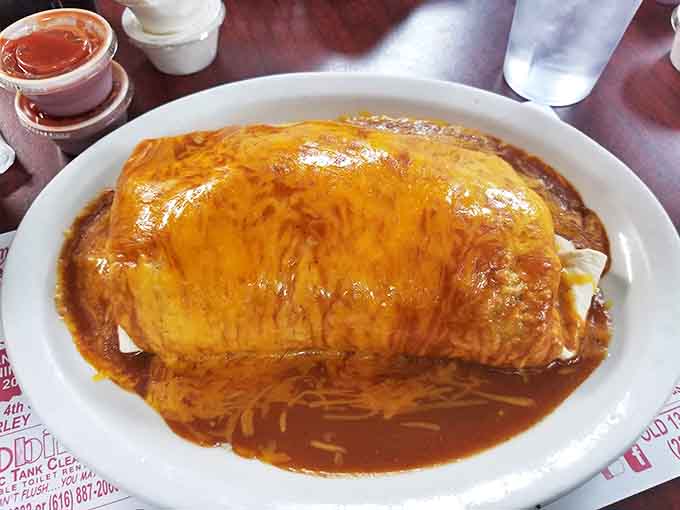 This cheese-blanketed burrito isn't messing around &ndash; it means serious business for serious appetites.