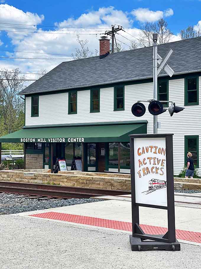 The Boston Mill Visitor Center welcomes explorers with its quaint charm. This restored building serves as gateway to both rail adventures and hiking trails.
