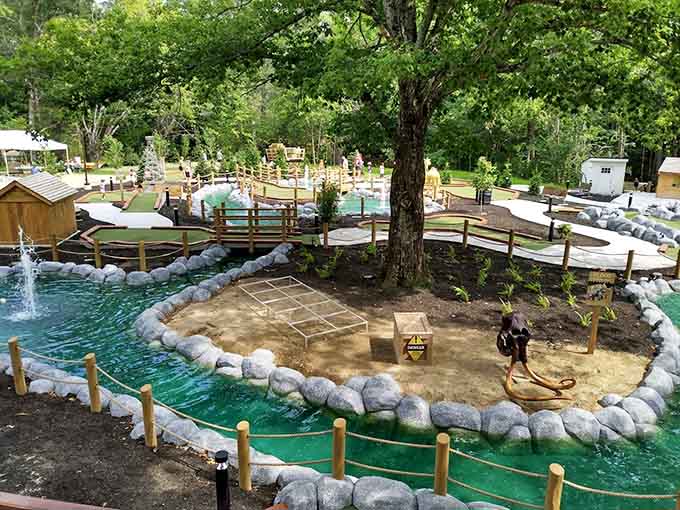 This adventure golf course winds through terrain that makes you question everything you thought you knew about New England geography and common sense.