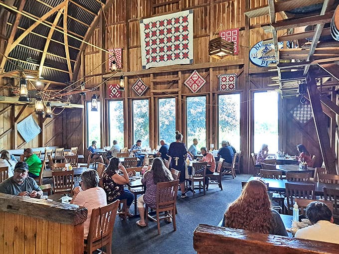 Diners: Families and friends gather in the warm wooden interior, where conversations flow as freely as the coffee refills.