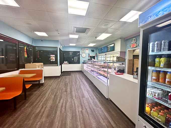 The dining area invites you to slow down and actually enjoy your breakfast instead of inhaling it in your car.