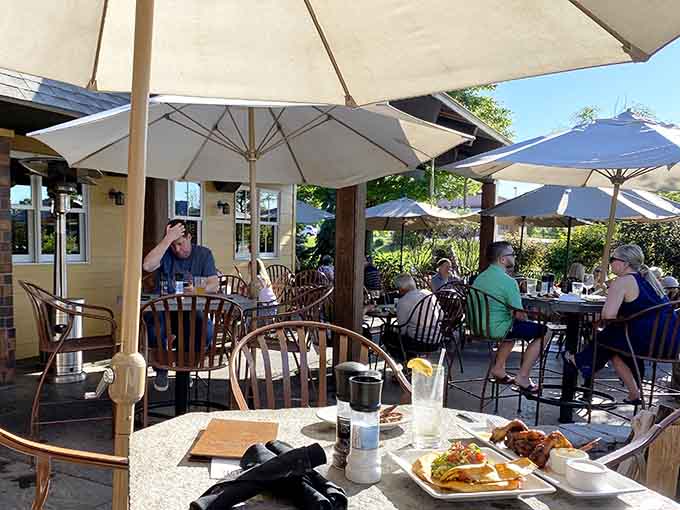The outdoor patio transforms dining into an al fresco experience where good weather and good food create perfect harmony together.
