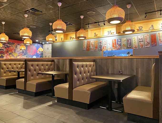 Comfortable tufted booths and thoughtful spacing make this intimate space perfect for everything from solo meals to group gatherings.