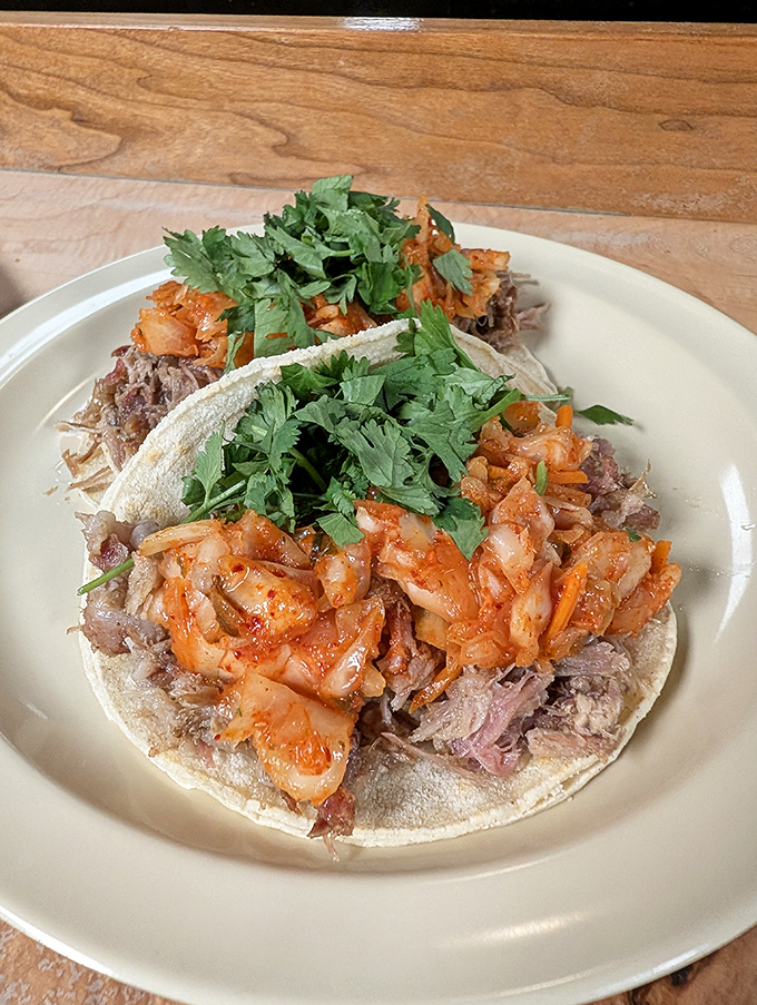 Korean-Mexican fusion at its finest &ndash; kimchi and smoked meat create an unexpected partnership that dances across your taste buds.