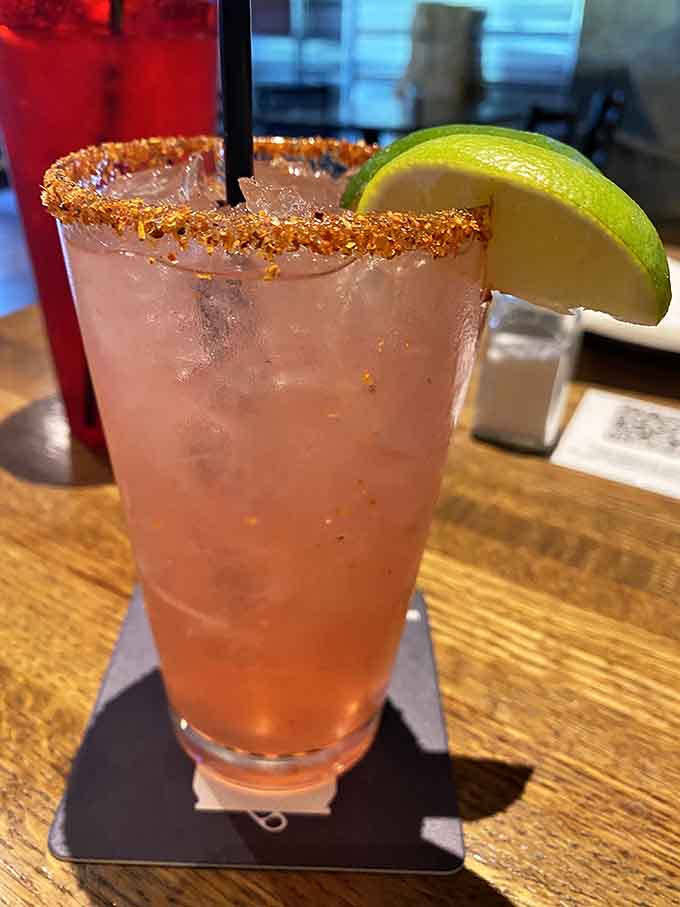 A perfectly crafted cocktail with a sugared rim that sparkles like Minnesota snow in sunshine.