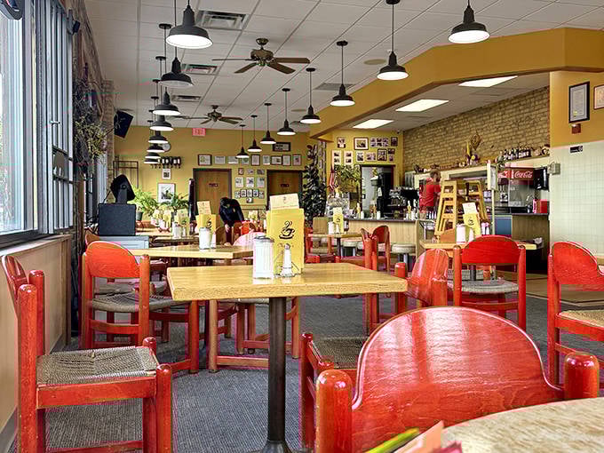 The counter service area buzzes with activity as staff prepare orders with practiced efficiency, never losing their friendly smiles despite the morning rush.
