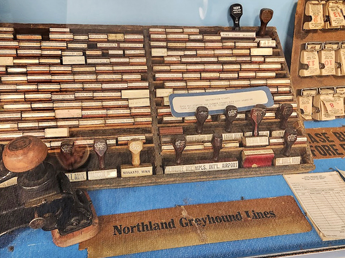 These vintage ticket stamps once marked passages to adventures across America, each representing a stop on life's journey.