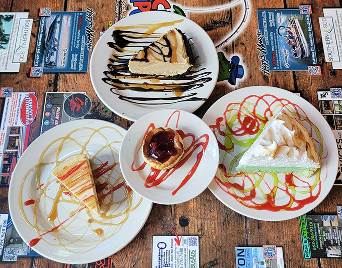 Desserts that make even the "too full" crowd reconsider &ndash; key lime and peanut butter pies that disappear from plates with mysterious speed.