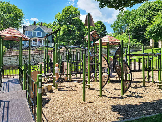 This playground proves fun doesn't need fancy technology &ndash; just well-designed spaces where imagination and laughter flow as freely as the nearby river.