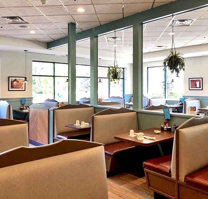 The spacious dining area accommodates everyone from solo coffee sippers to large family gatherings with equal hospitality.